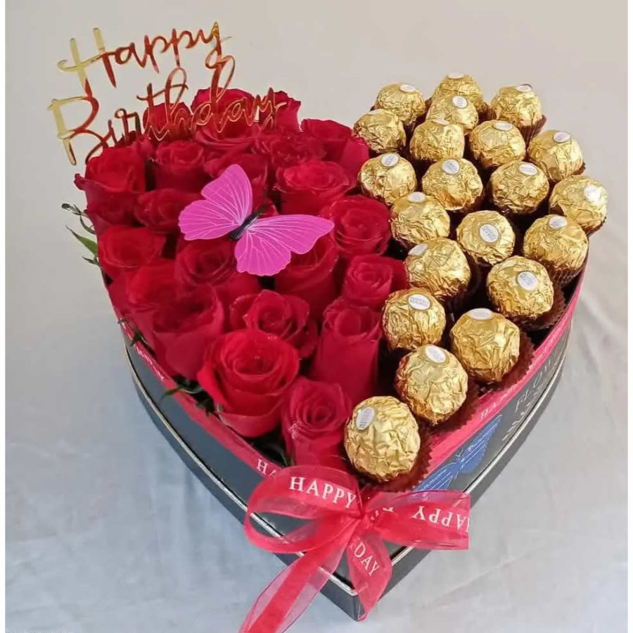 Heart Shape Fresh Flower Box Arrangement | Send Heart Shaped Gifts ...
